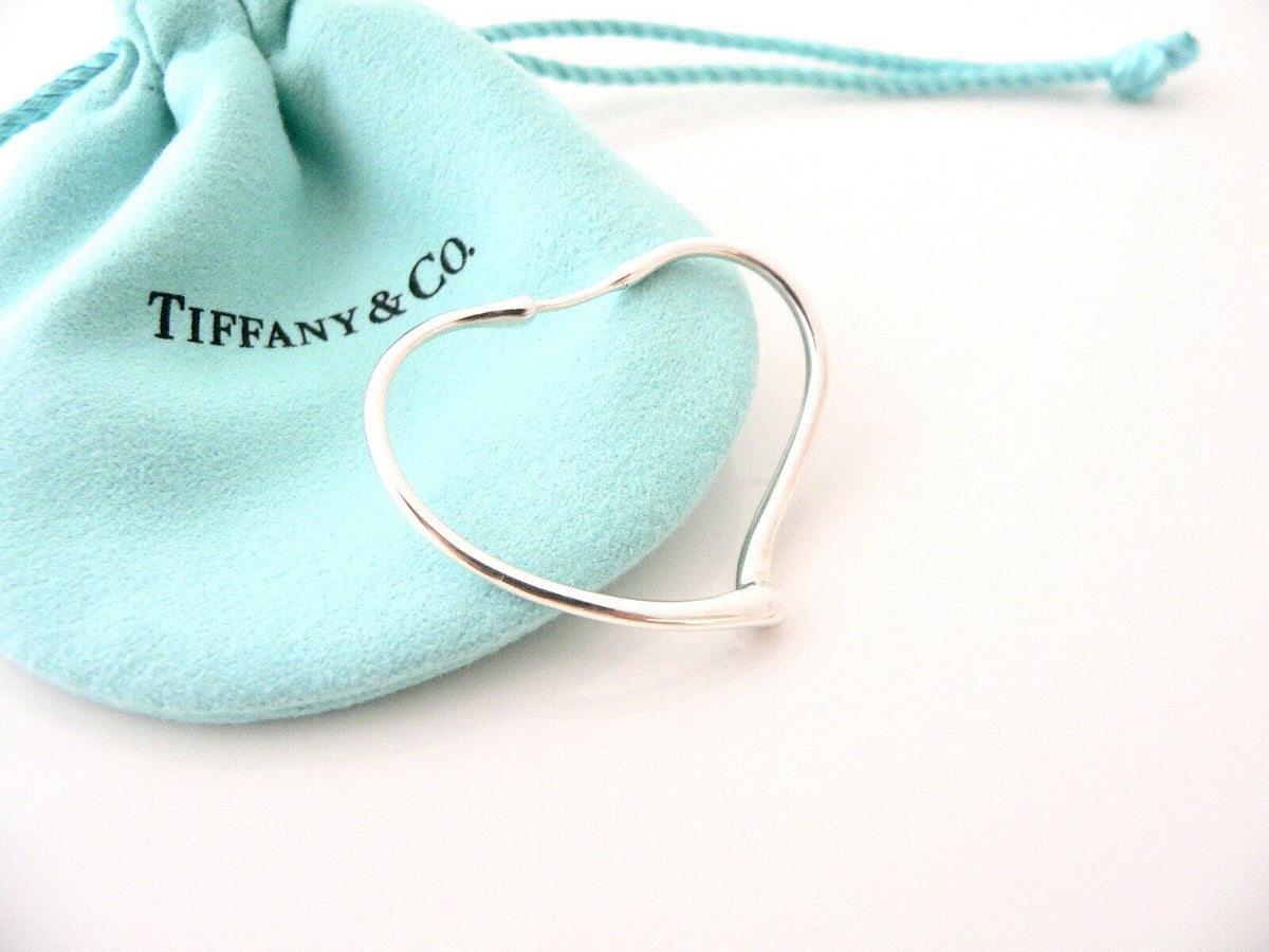 Tiffany Co Peretti Open Heart Hoop Hoops Earrings 1.5 Inches Pouch Gift Love