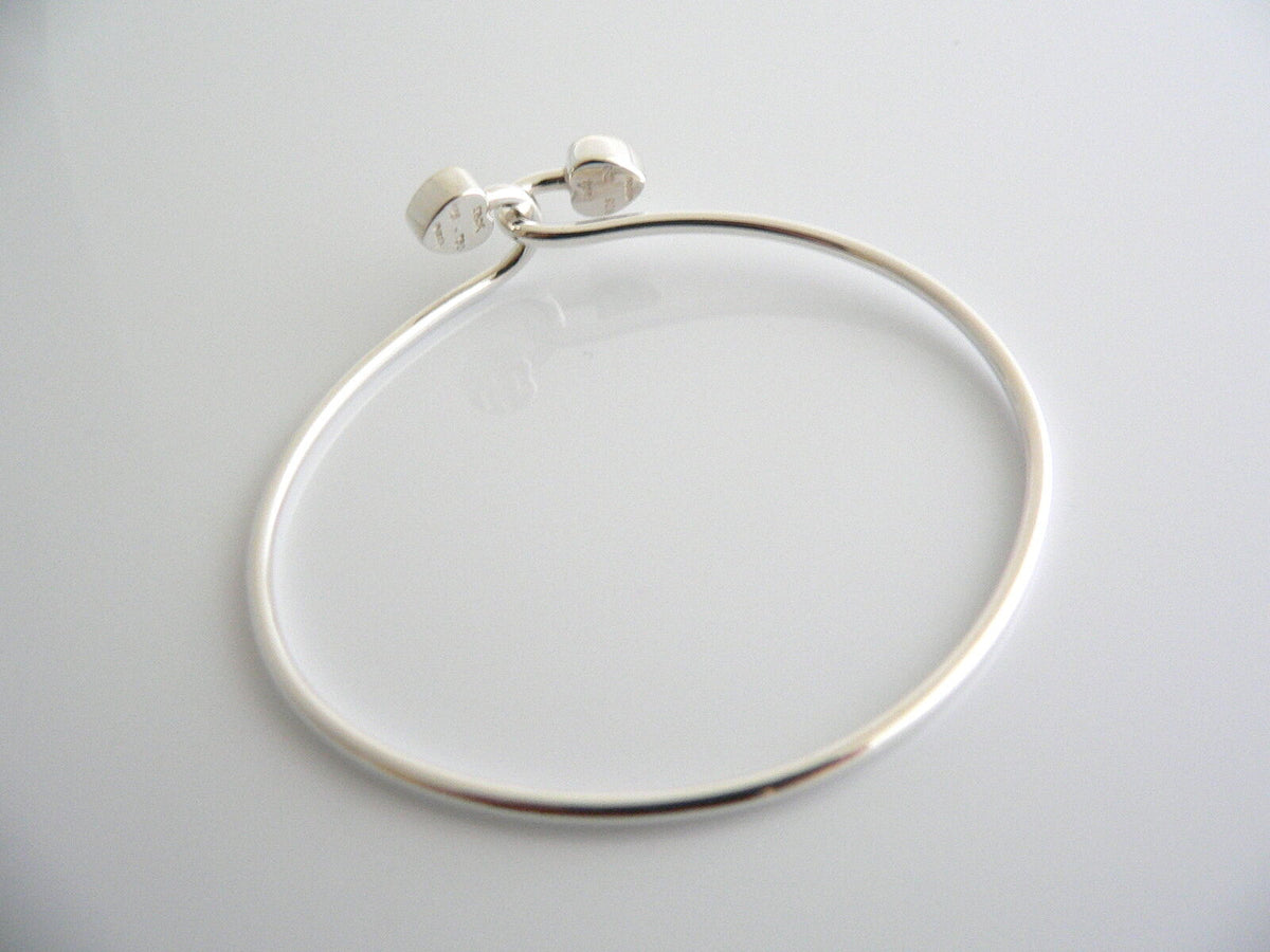 silver double heart bangle