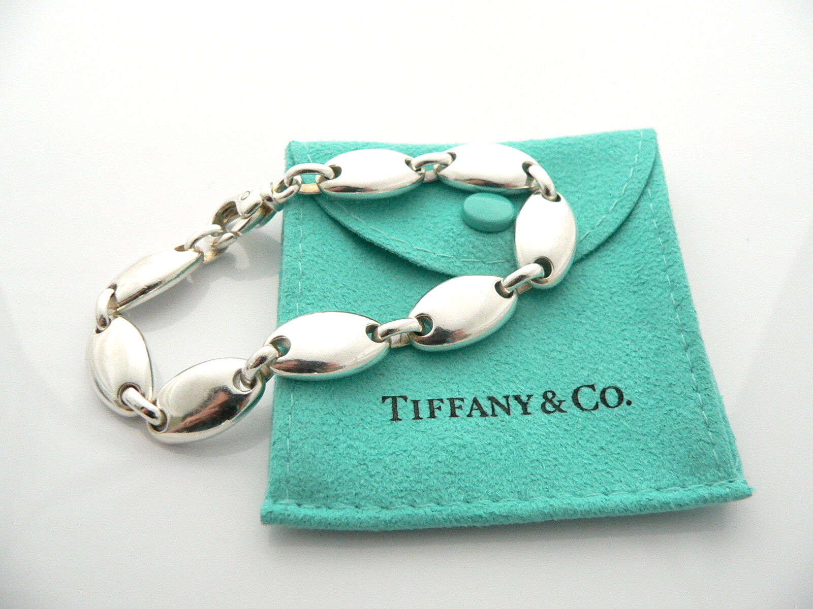 Home › Tiffany & Co Silver Pebble Bracelet Bangle Rare Link Chain 7.5 ...