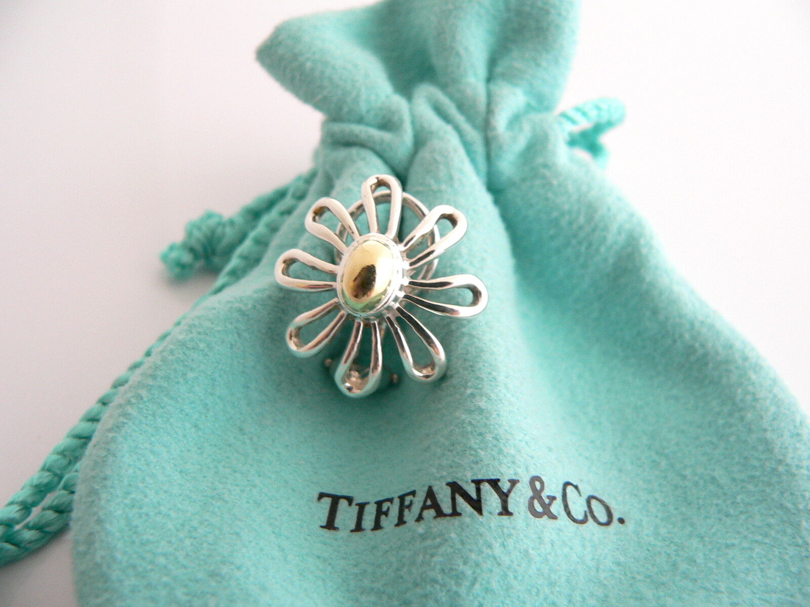 Home › Tiffany & Co Picasso Large 18K Gold Silver Daisy Flower Earrings ...