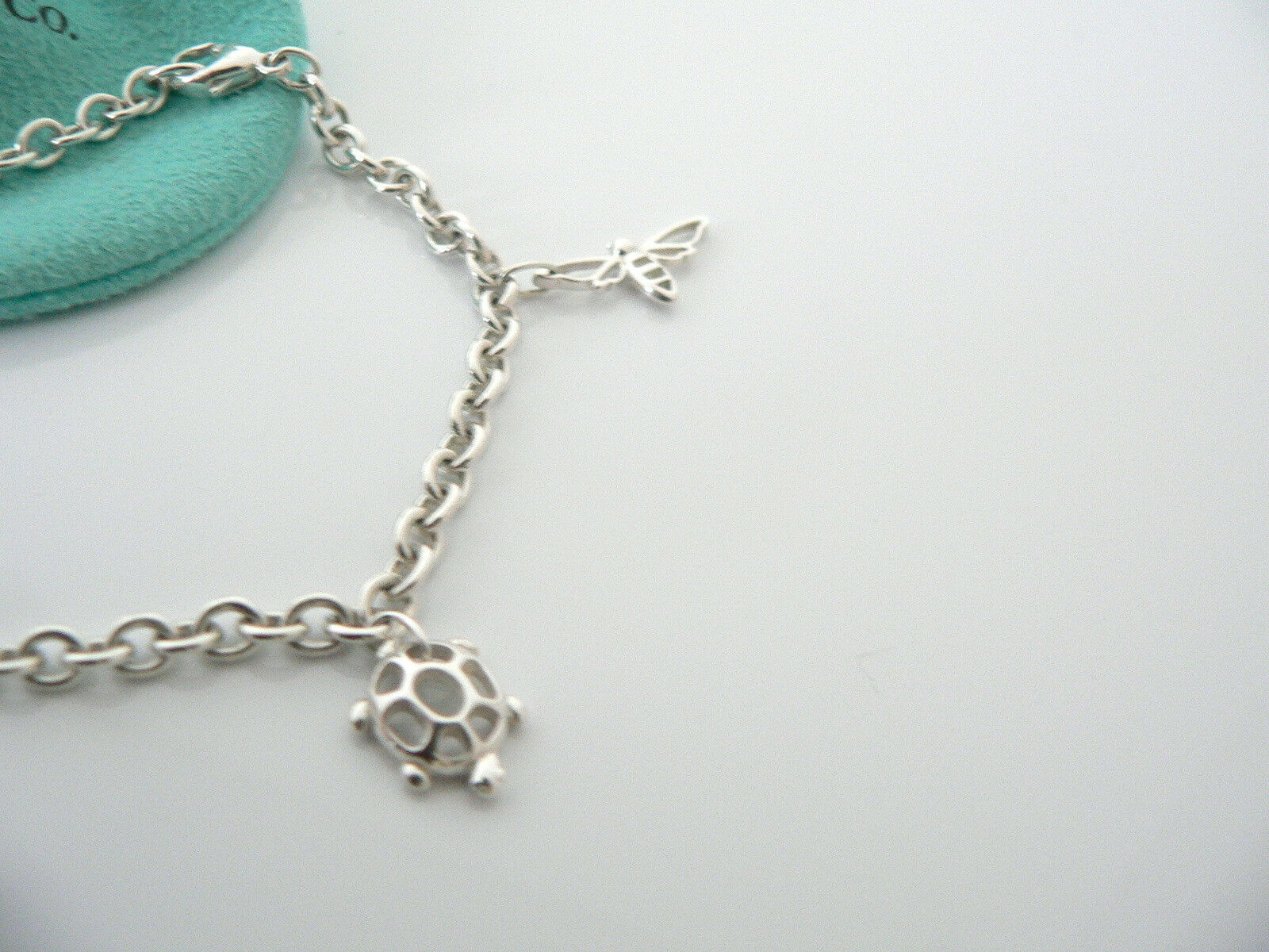 Home › Tiffany & Co Silver Butterfly Turtle Firefly Bee Bracelet Bangle ...
