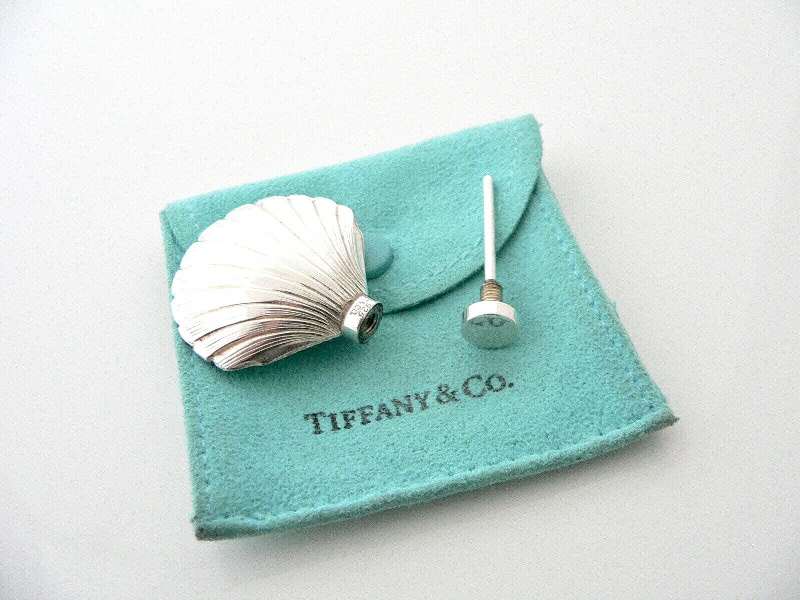 Home › Tiffany & Co Silver Shell Perfume Bottle Dabber Case Gift Pouch ...