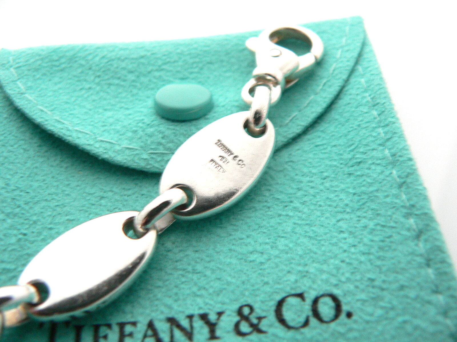 Home › Tiffany & Co Silver Pebble Bracelet Bangle Rare Link Chain 7.5 ...