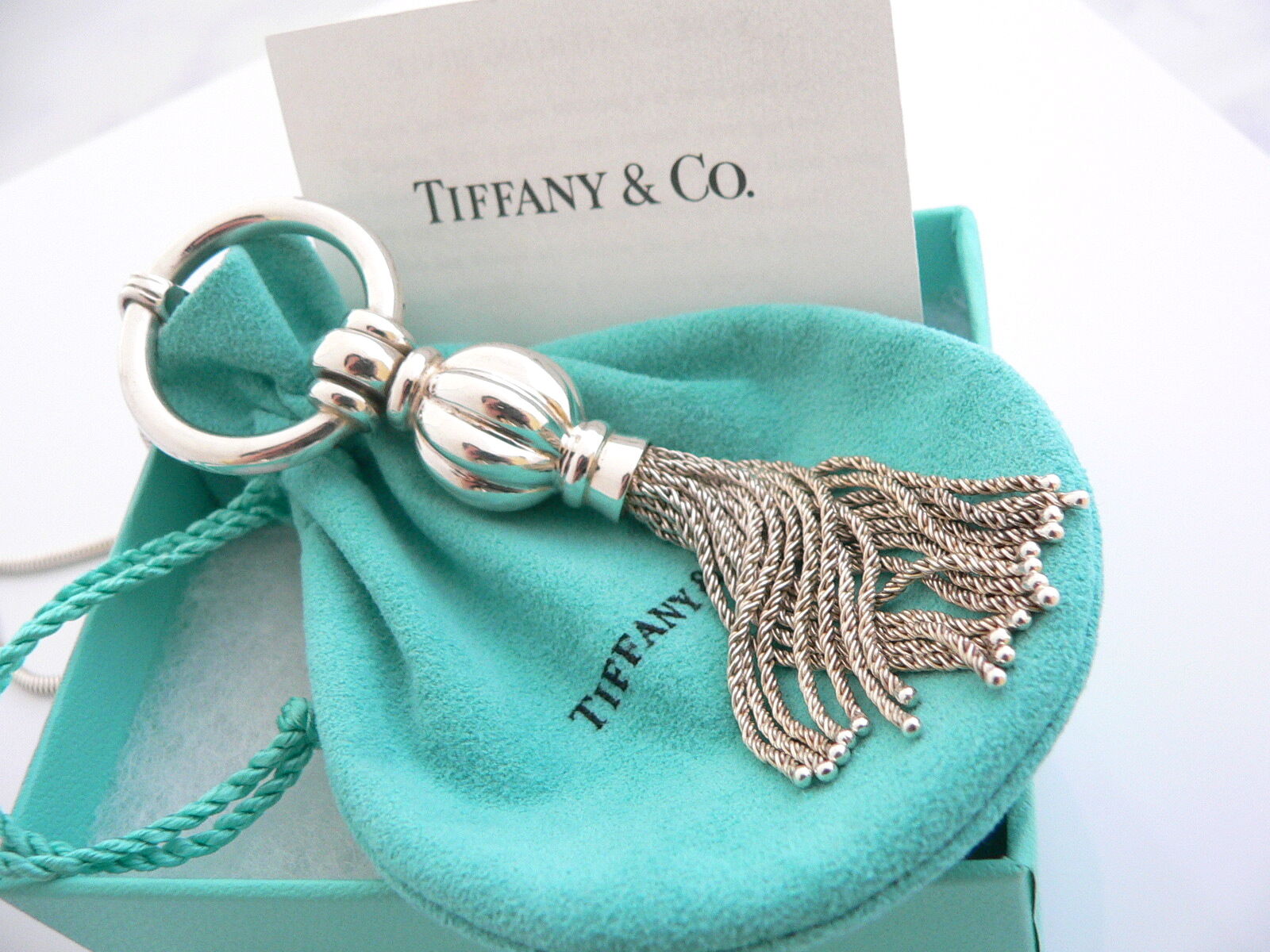 Home › Tiffany & Co Silver Tassel Dangle Dangling Necklace Pendant 28 ...