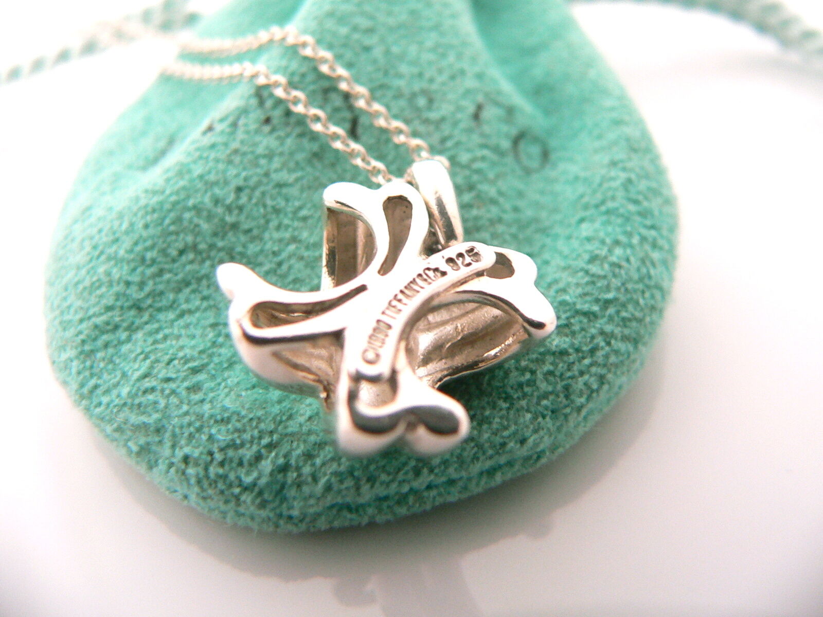 Home › Tiffany & Co Silver Signature X Necklace Pendant Charm 16.5 Inch ...