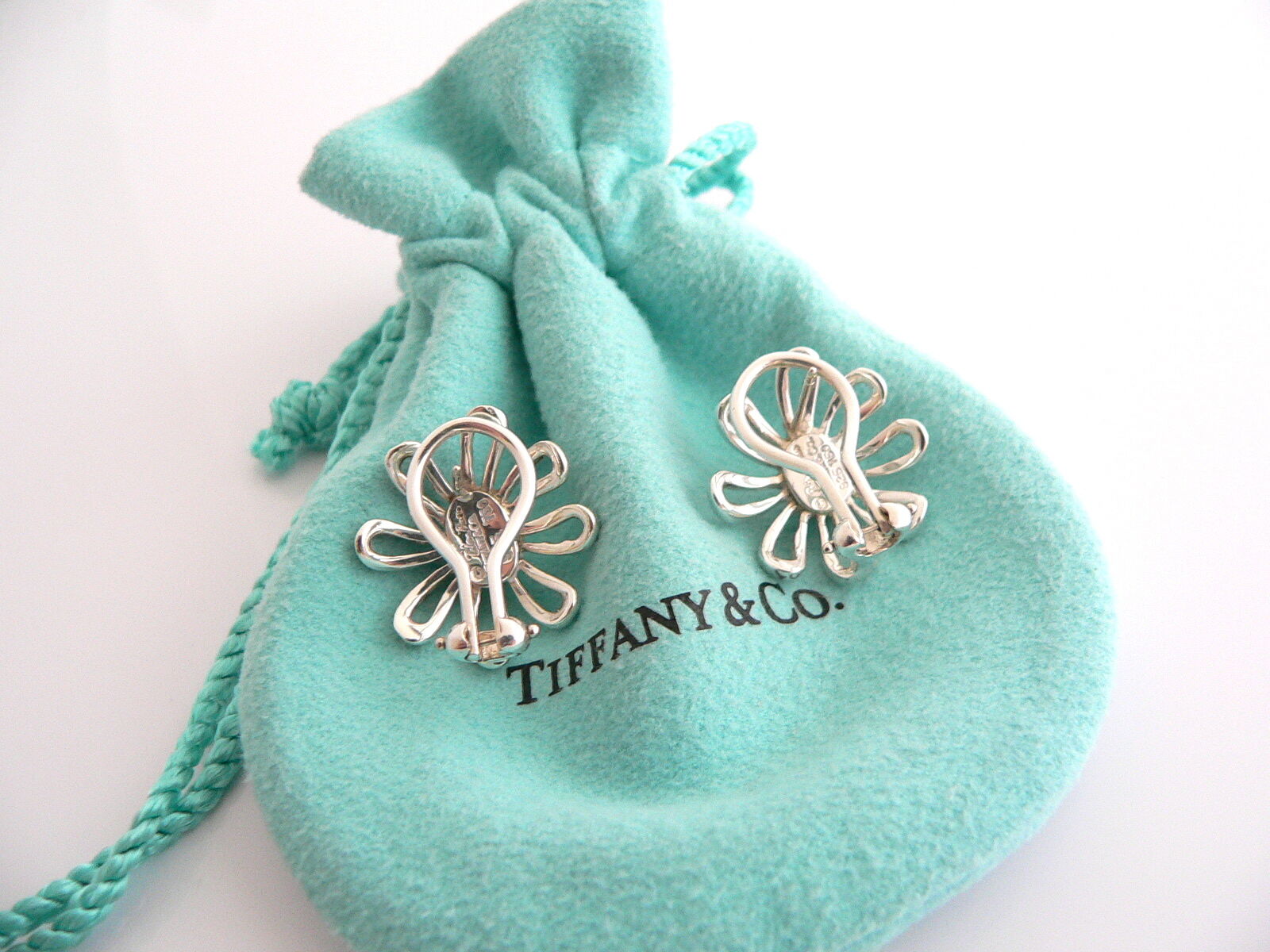 Home › Tiffany & Co Picasso Large 18K Gold Silver Daisy Flower Earrings ...