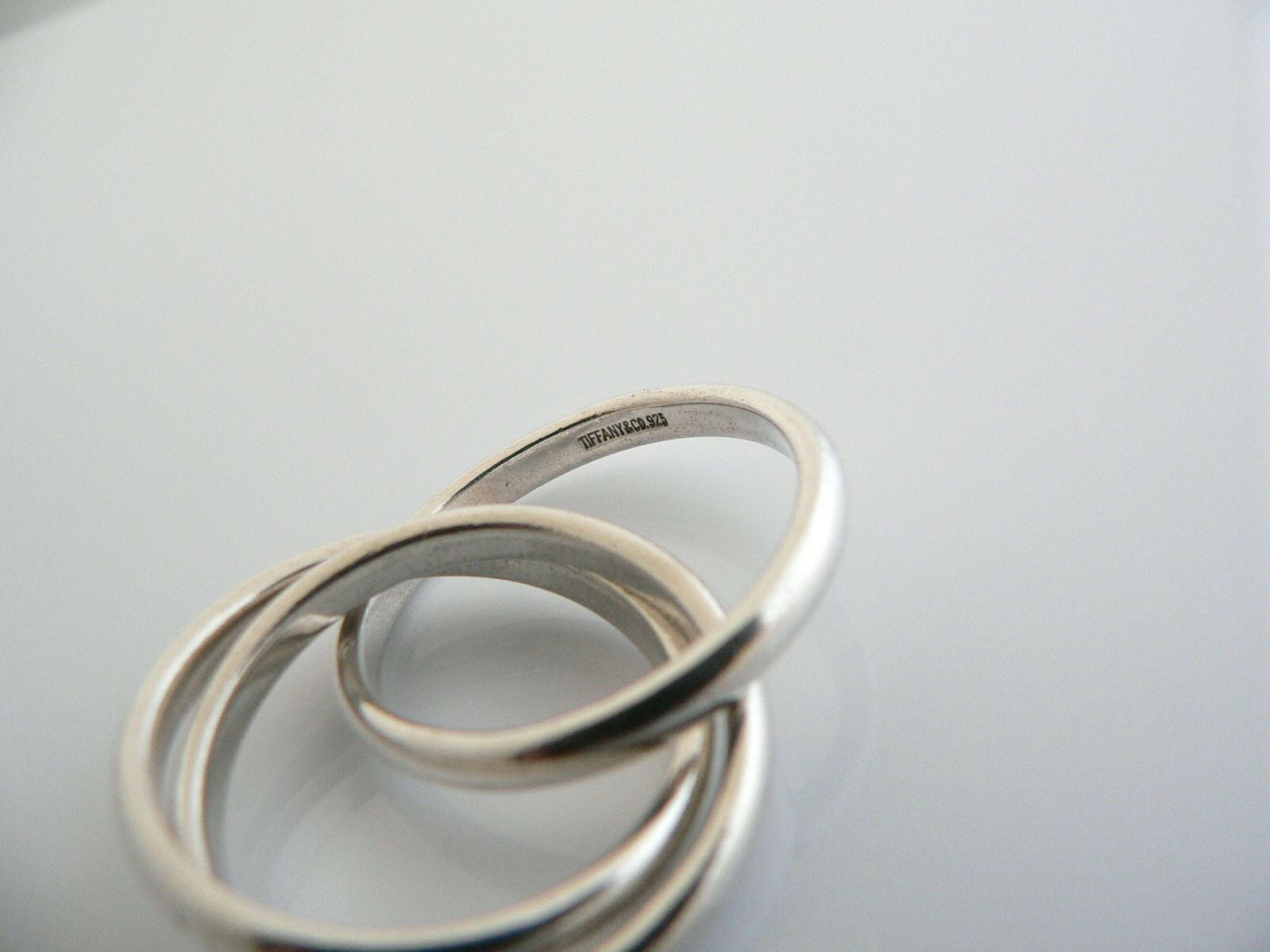 Home › Tiffany & Co Silver Triple Rolling Stacking Ring Band Sz 4.75 ...