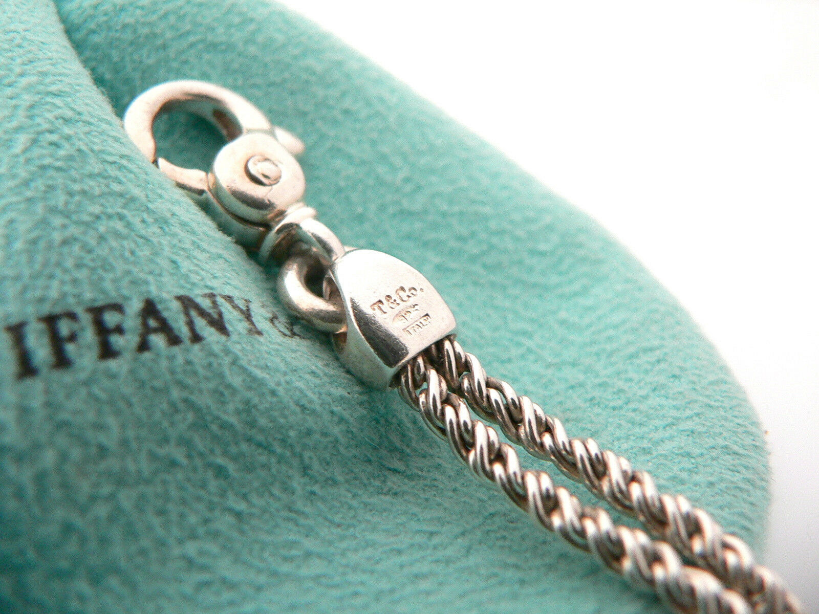 Home › Tiffany & Co Silver Double Rope Knot Bracelet Bangle Rare 7.5 In ...