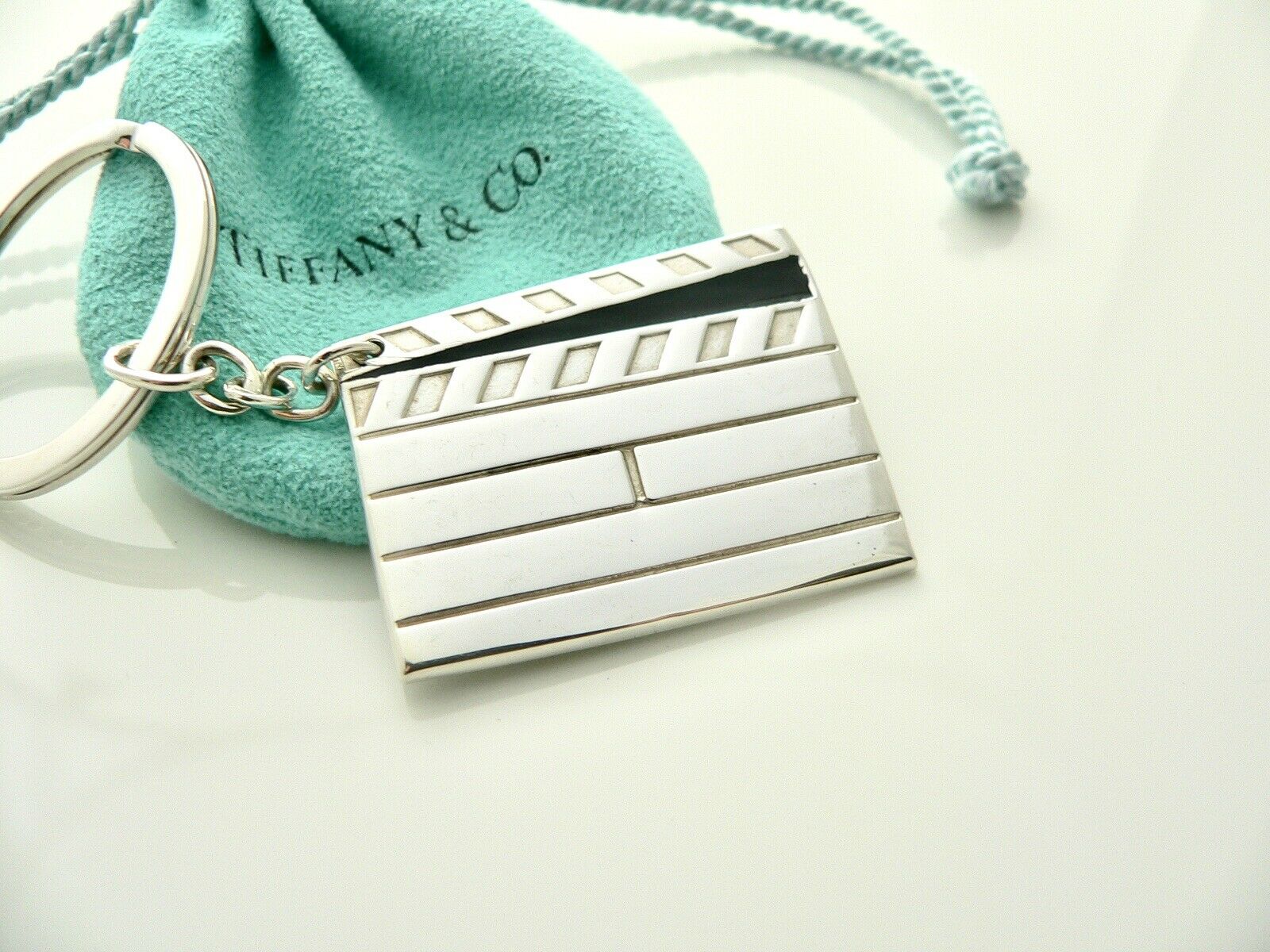 Home › Tiffany & Co Silver Movie Clapboard Key Ring Keyring Keychain ...