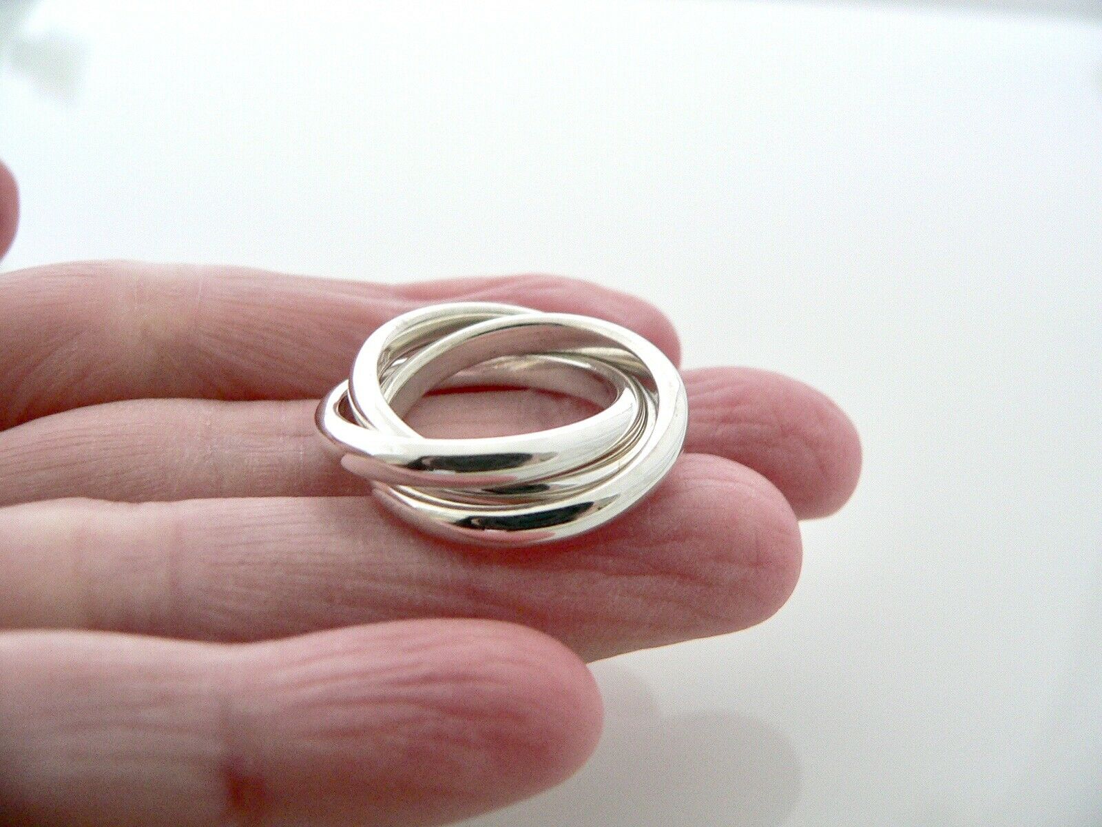 Home › Tiffany & Co Triple Rolling Stacking Ring Band Sz 5.5 Rare Love Gift