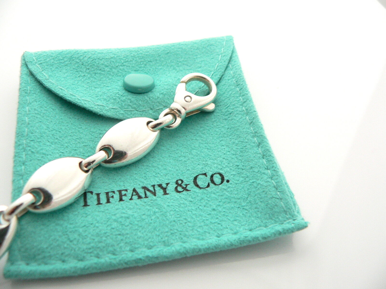 Home › Tiffany & Co Silver Pebble Bracelet Bangle Rare Link Chain 7.5 ...
