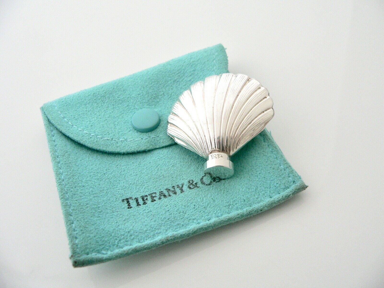 Home › Tiffany & Co Silver Shell Perfume Bottle Dabber Case Gift Pouch ...