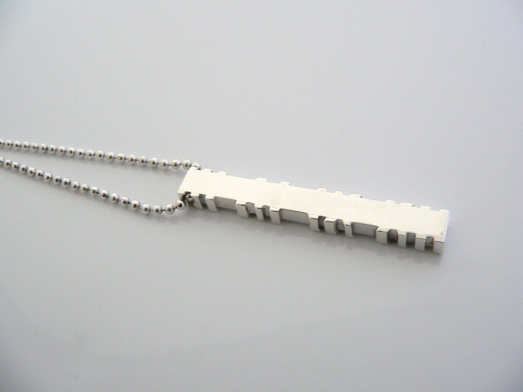 Tiffany & Co Silver Atlas Bar Dangling Dangle Necklace Pendant Chain ...