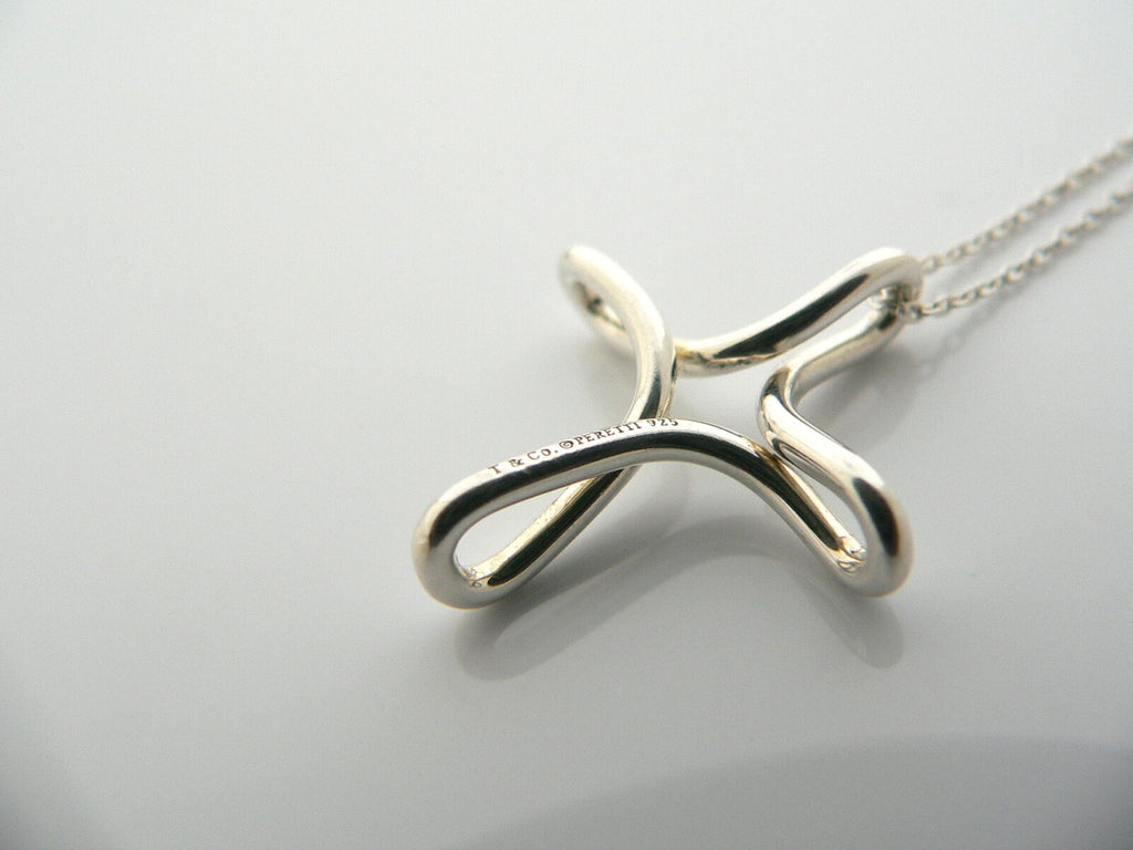 Tiffany & Co Peretti Infinity Cross Necklace Pendant Charm Chain Silver ...