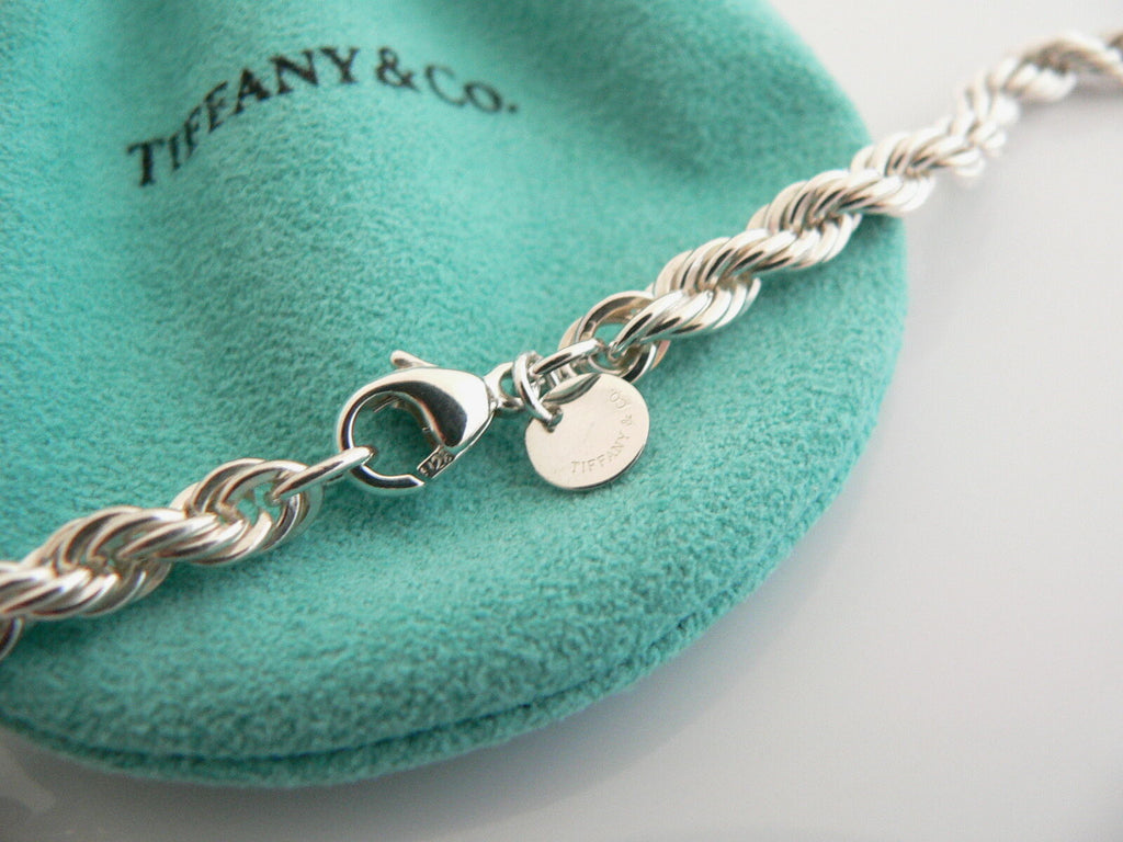 Tiffany & Co Silver Twisted Rope Cable Necklace Chain 24 in Rare Gift Pouch