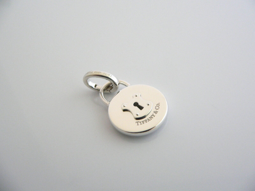Tiffany & Co Silver Large Round Locks Key Hole Charm Pendant 4 Necklace ...