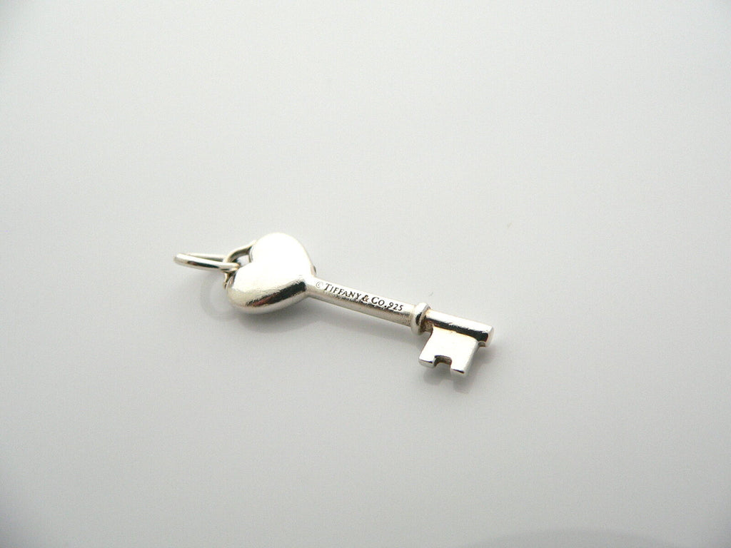 Tiffany Co Silver Pink Sapphire Heart Key Pendant Charm Necklace ...